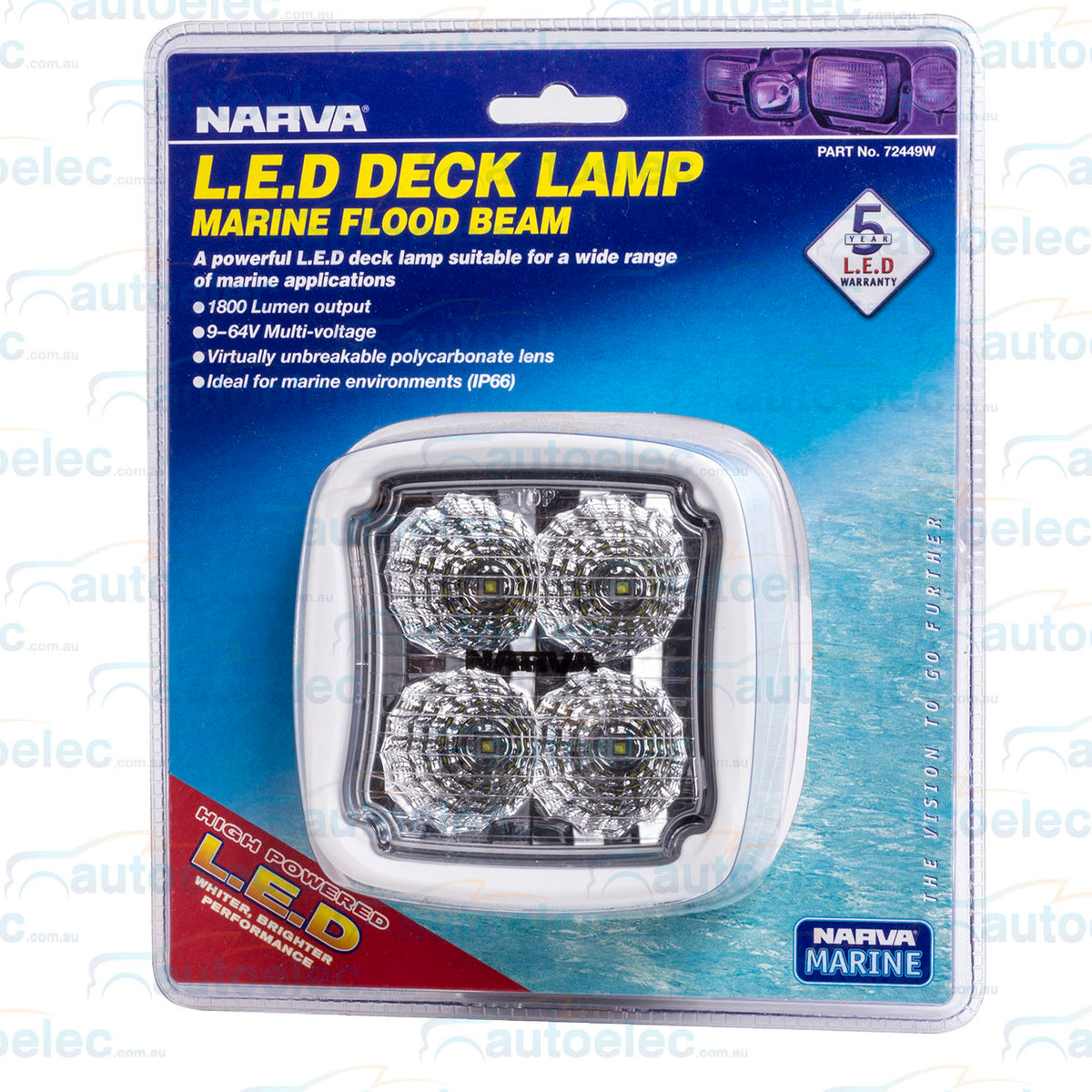 Narva Led Worklight Work Light Flood Beam 12V 12 24V 24 Volt White 724 ...