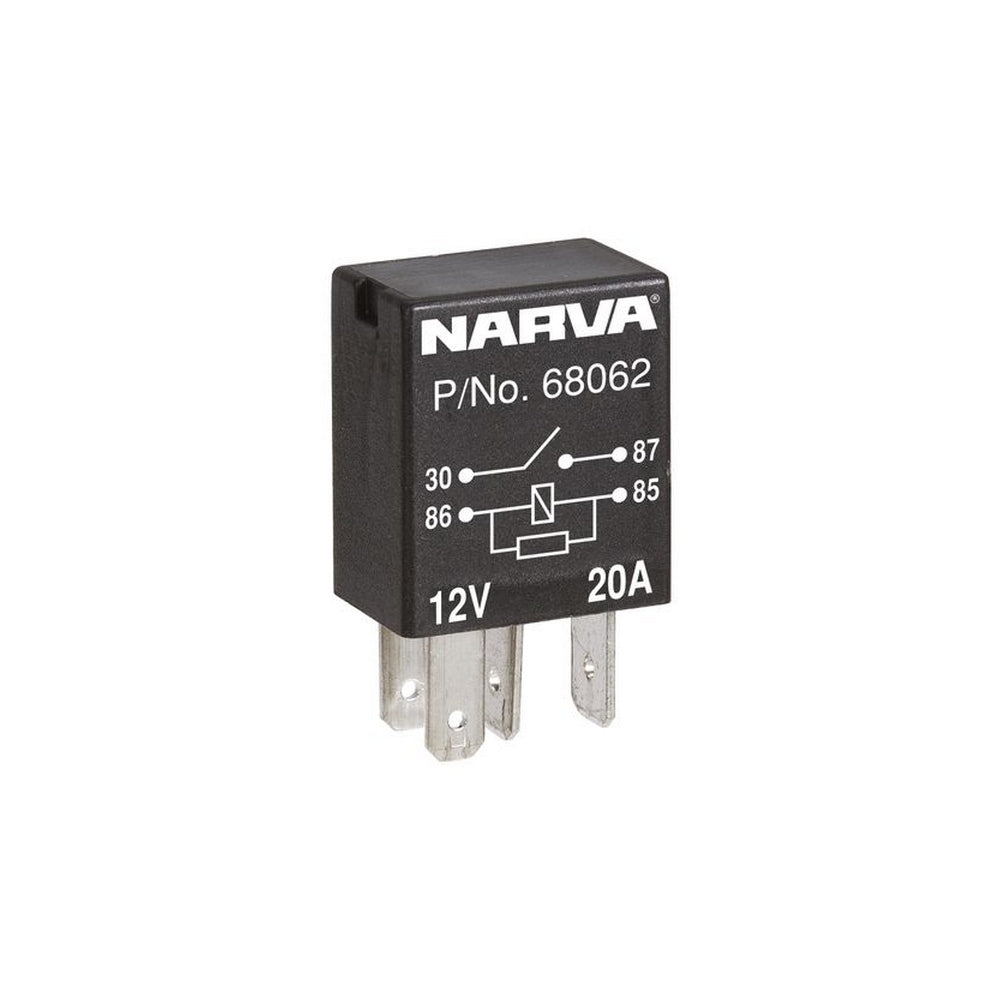 Narva 12V 20A Normally Open 4 Pin Micro Relay with Resistor Blister Pa ...