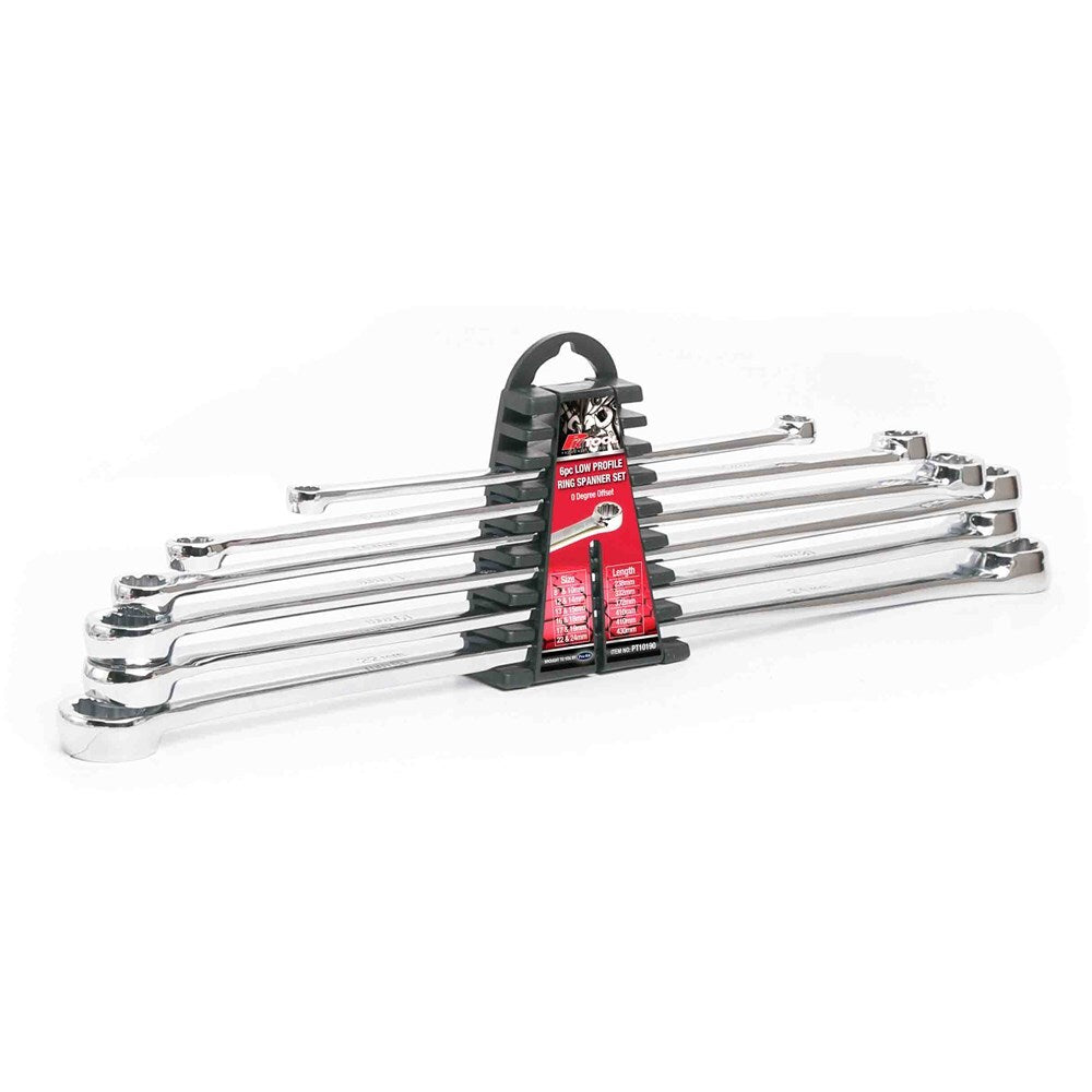 PK Tool 6-Piece 0 Degree Offset Low Profile Long Ring Spanner Set PT10 ...