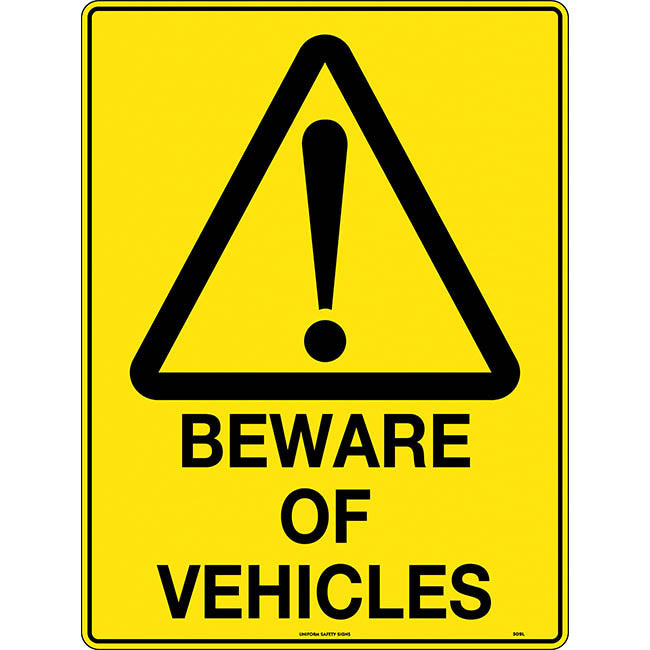 Beware of Vehicles Safety Sign 600x450mm Metal – Tools.com Online Pty Ltd