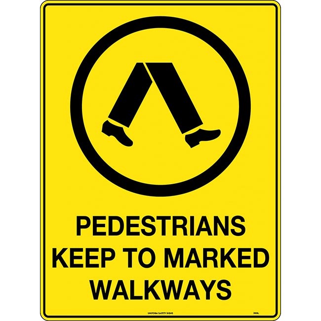 Pedestrians Keep To Marked Walkway Safety Sign 240x180mm Self Adhesive ...