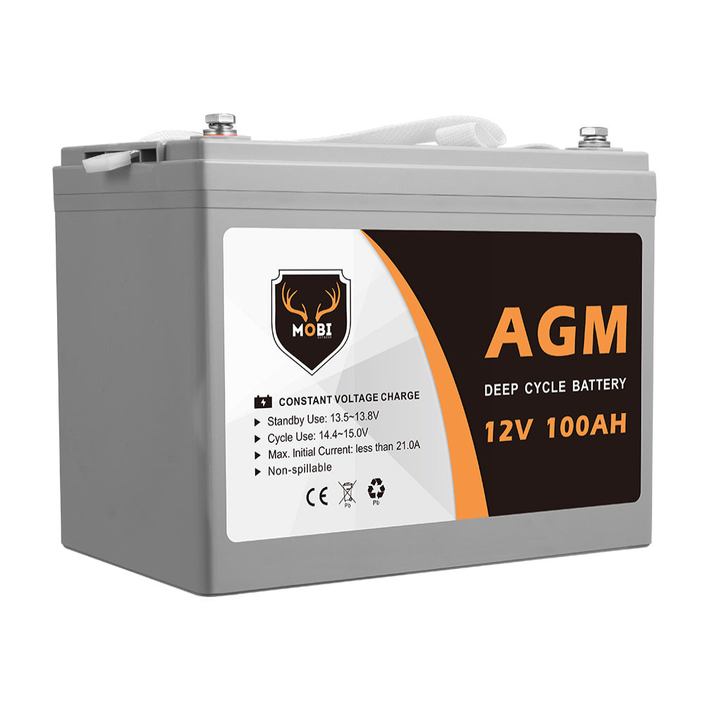 Mobi 100Ah Deep Cycle Battery 12V AGM Marine Sealed Solar Power Portab ...